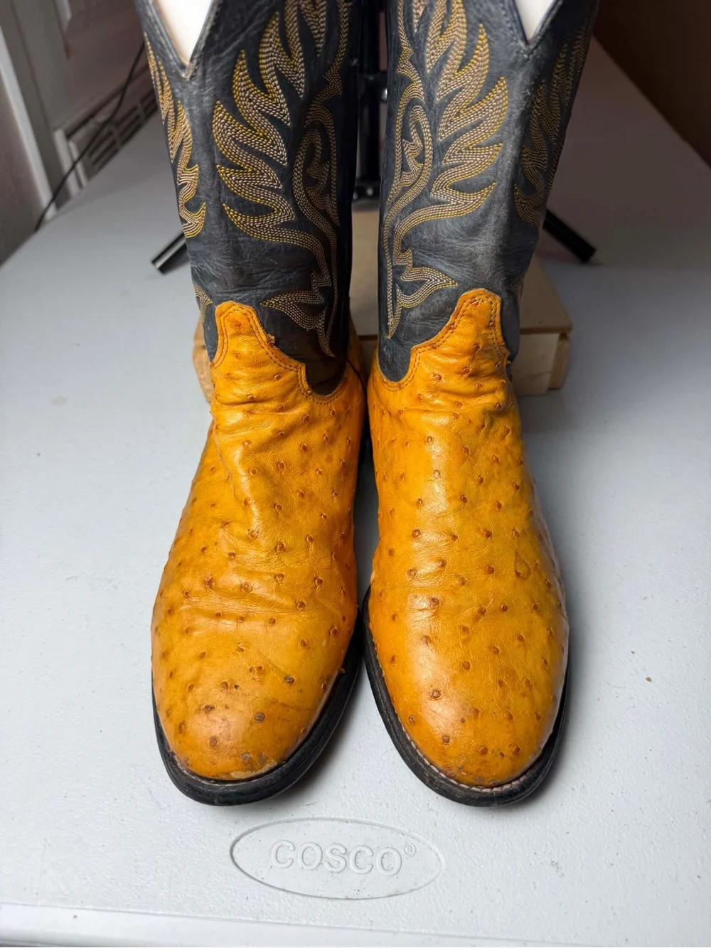 Justin Boots | Shoes | Justin Cognac Black Full Quill Ostrich Western ...